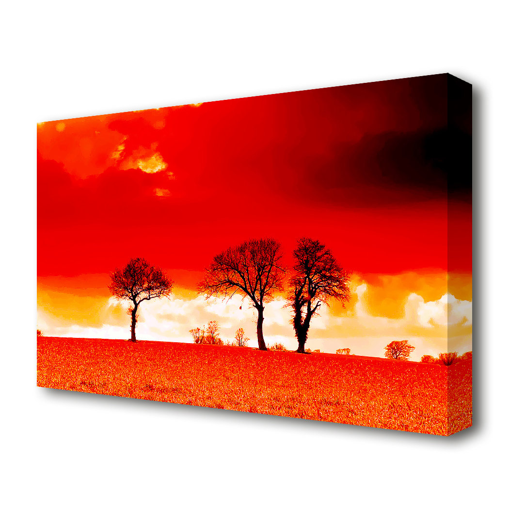East Urban Home 'Red Sky Blaze Landscape' Photographic Print on Canvas ...