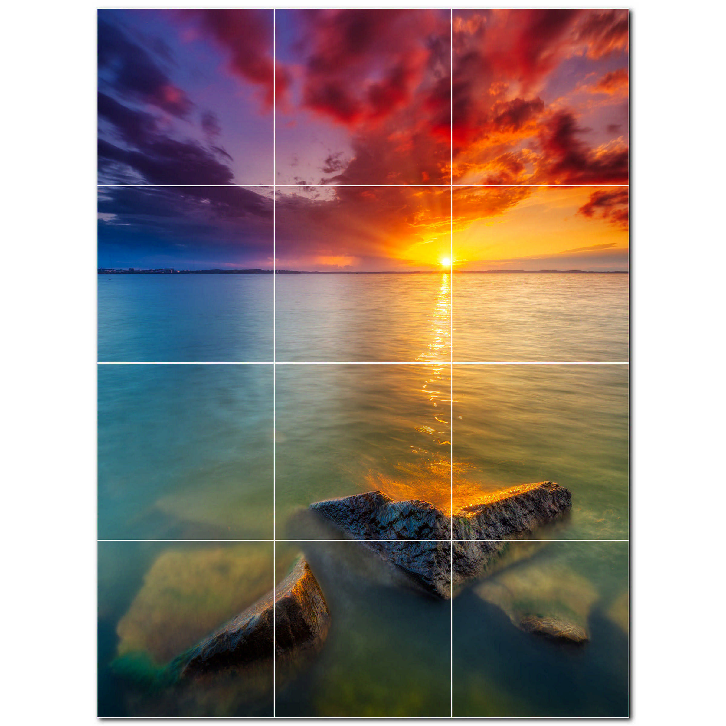 Picture-Tiles.com Sunset Photo 12'' x 12'' Satin Ceramic Decorative ...