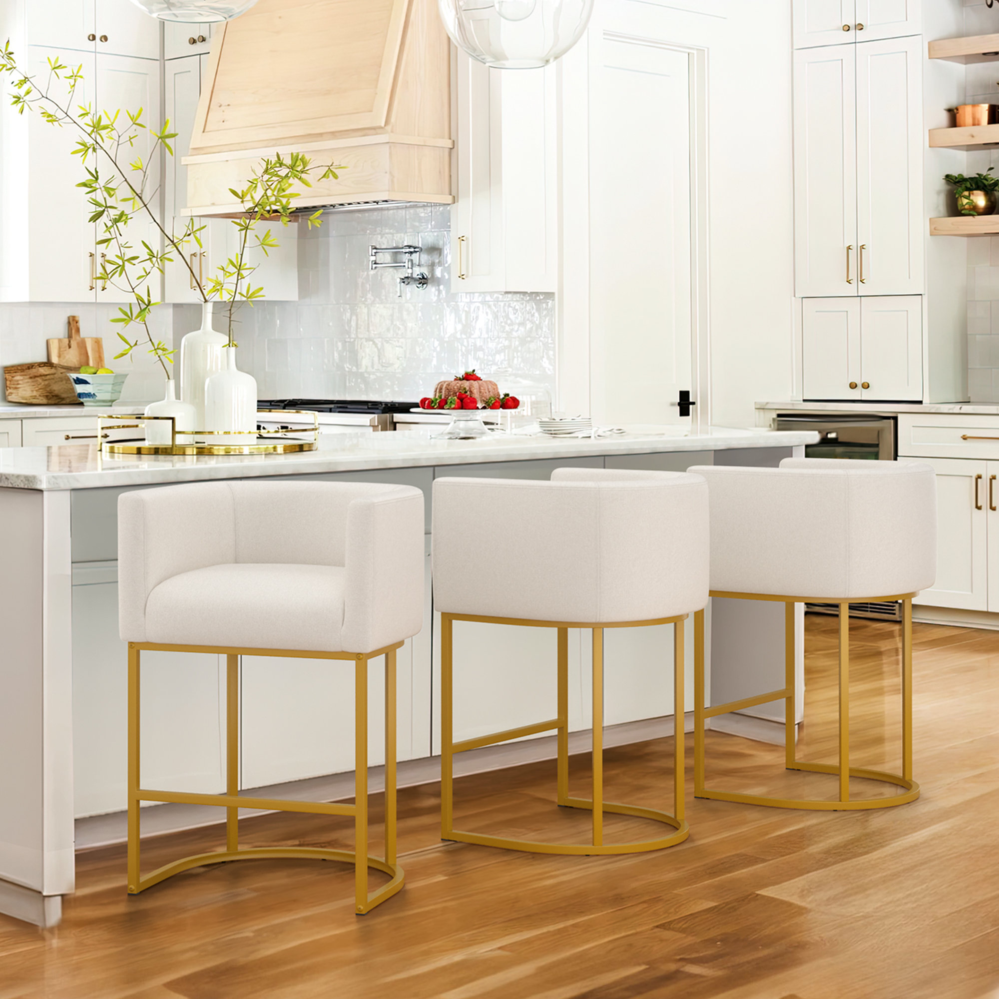 Wade Logan® Charney 27" H Counter Height Bar Stools, Modern Barrel ...