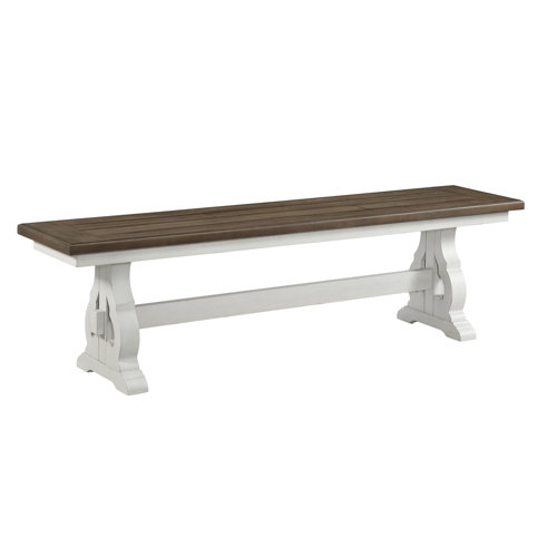 Ophelia & Co. Preble 68" Wide Dining Bench with Wood Seat, Rustic White ...