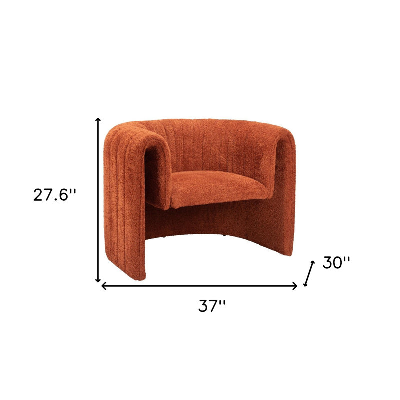 HomeRoots 37" Burnt Orange Sherpa And Upholstered Tufted Arm Chair ...