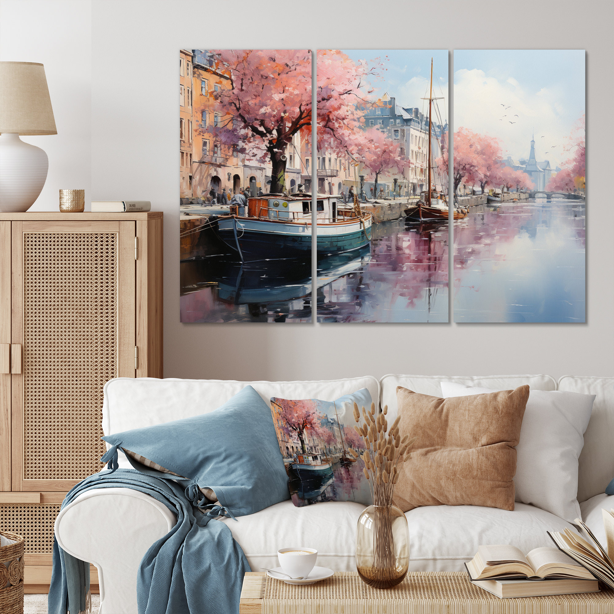 Winston Porter Denmark Canal Reflections - 3 Piece Wrapped Canvas Print ...