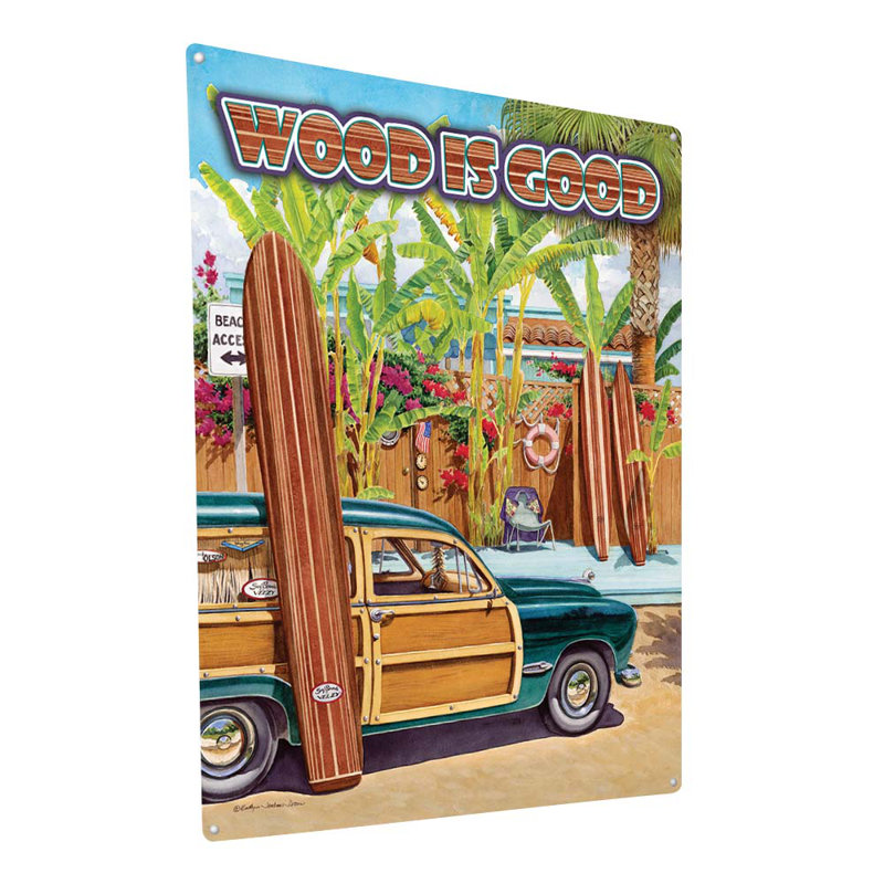 Trinx Vintage Wood Is Good Metal Sign On Metal Print | Wayfair