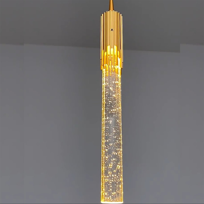 Everly Quinn Joben 11ft 20-Lights Gold Staircase Chandelier Crystal ...