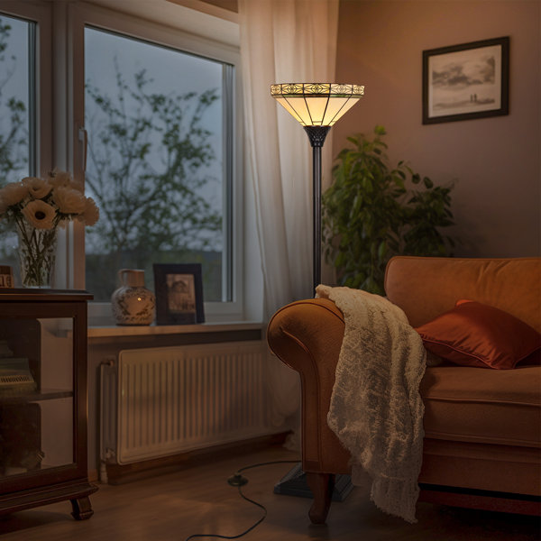 Astoria Grand Tiffany Floor Lamp 70" Tall Vintage Industrial Pole Cream ...