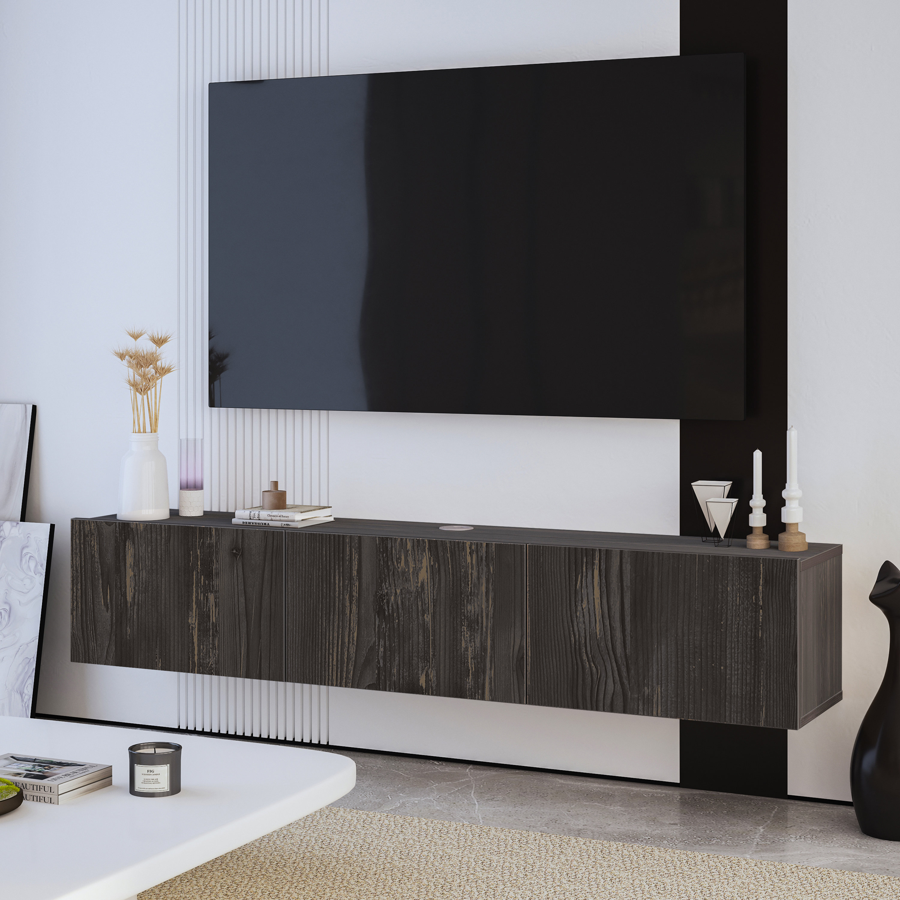 Ebern Designs Floating TV Stand Up to 80" TVs Modern TV Table Wall ...
