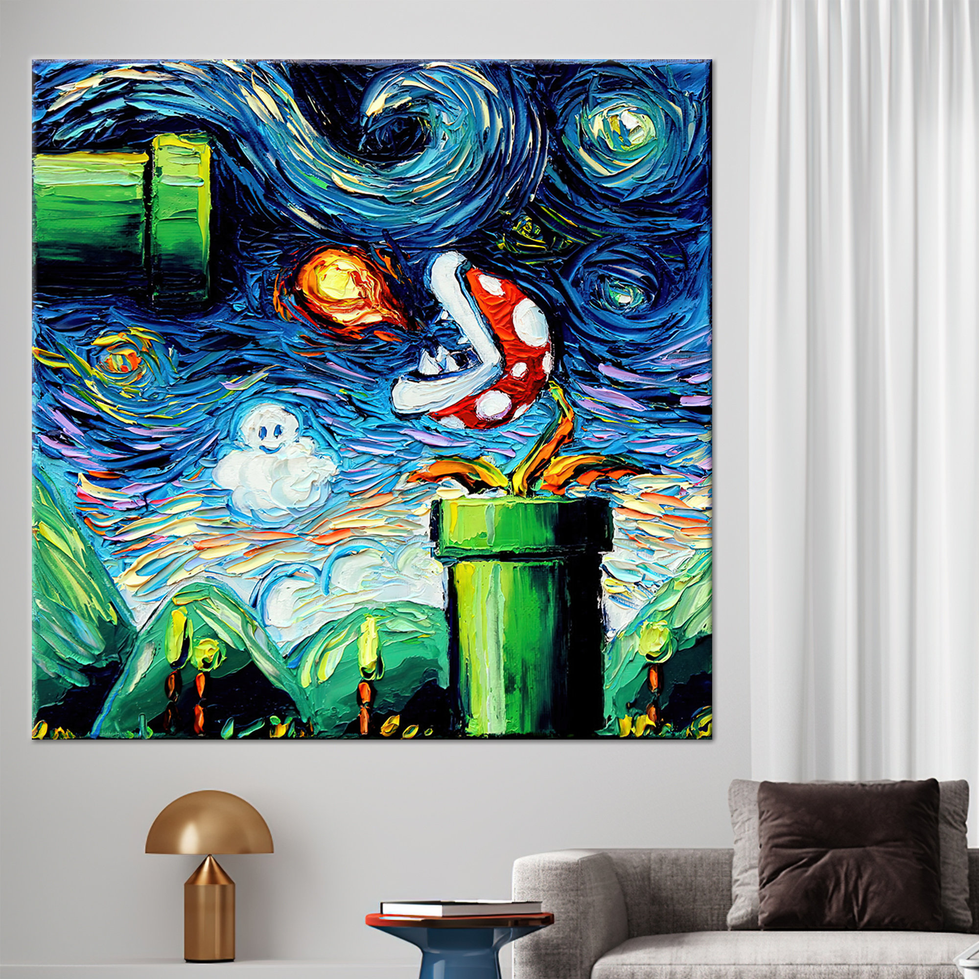 Lark Manor™ Van Gogh Mario Printed, Van Gogh Canvas Art, Modern Starry ...