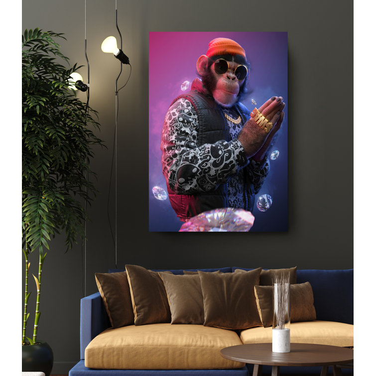Trinx Swag Monkey With Diamonds On Canvas Print | Wayfair