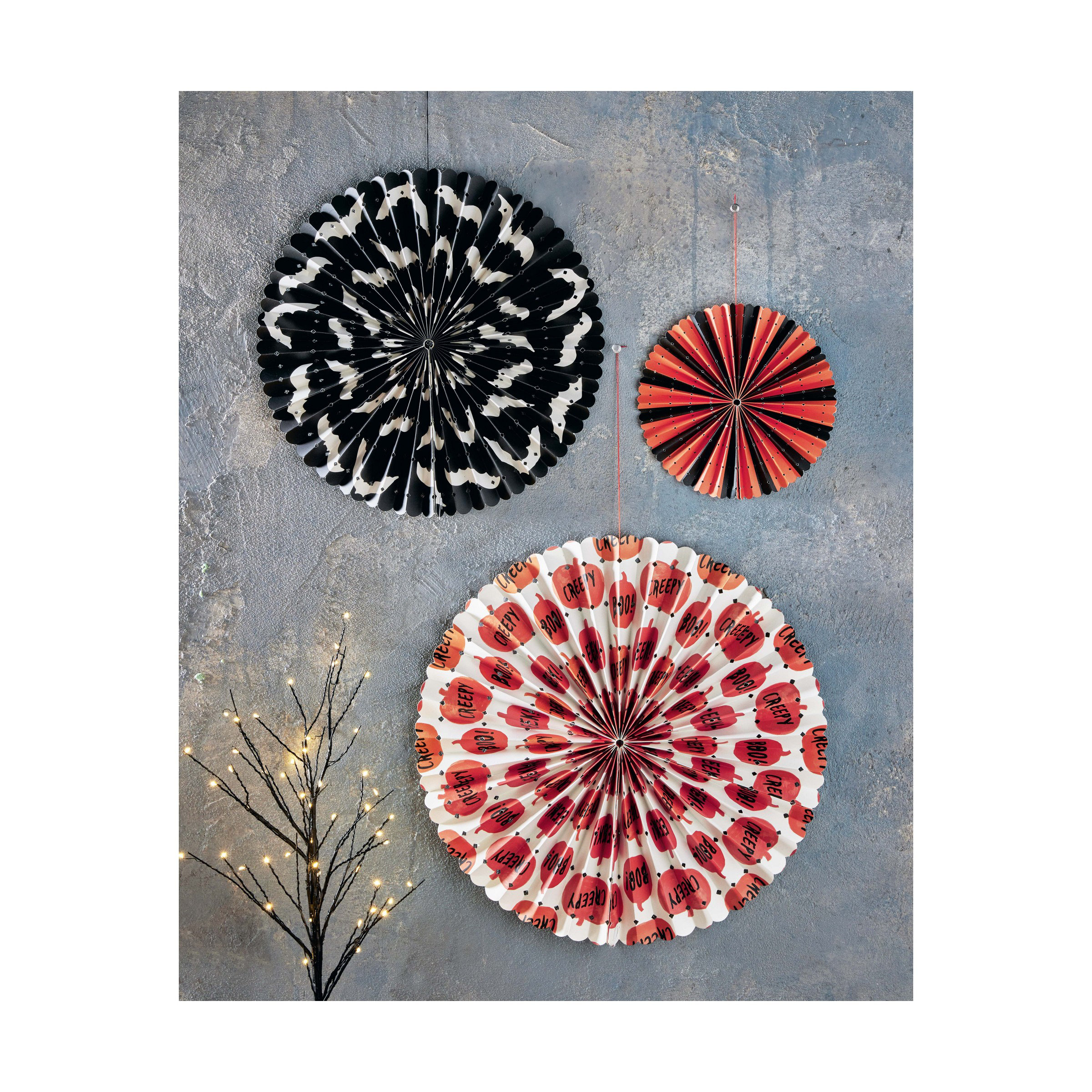 The Holiday Aisle® Halloween Paper Fan Decor S/3 | Wayfair