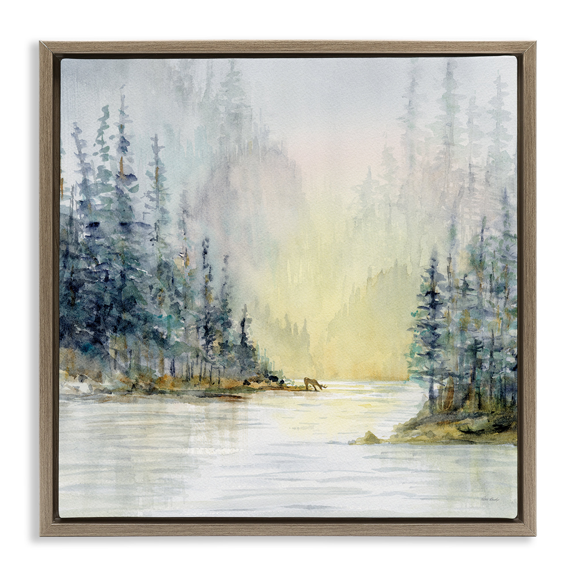 Loon Peak Woodland Lake Scene Framed Floater Canvas Wall Art by Patti ...