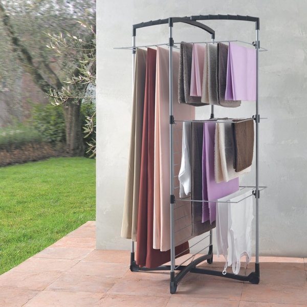 Metaltex 3-Tier Fortino Folding Laundry Tower Airer Dryer - Silver ...