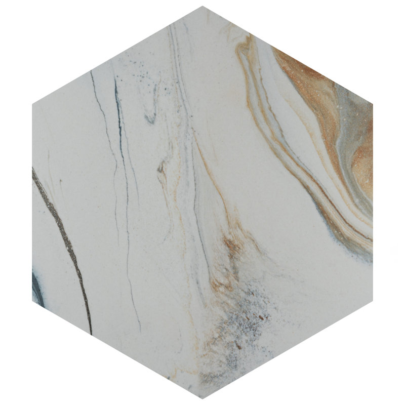 Merola Tile Marmaris Hex 9" x 10" Porcelain Marble Look Wall & Floor ...