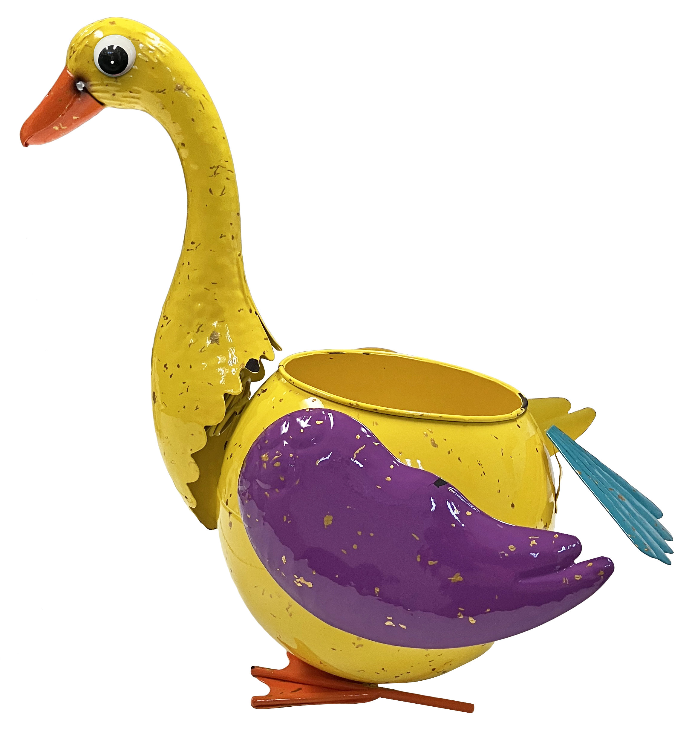 Gracie Oaks Darelyn Metal Yellow Duck Planter Pot | Wayfair