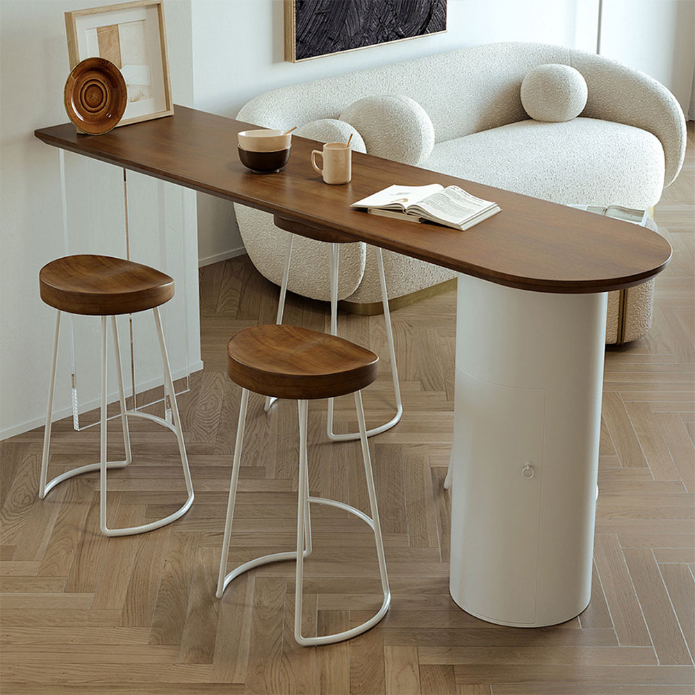 Orren Ellis 2-Person Nut-brown+Clear+White Half-circle Solid Wood ...