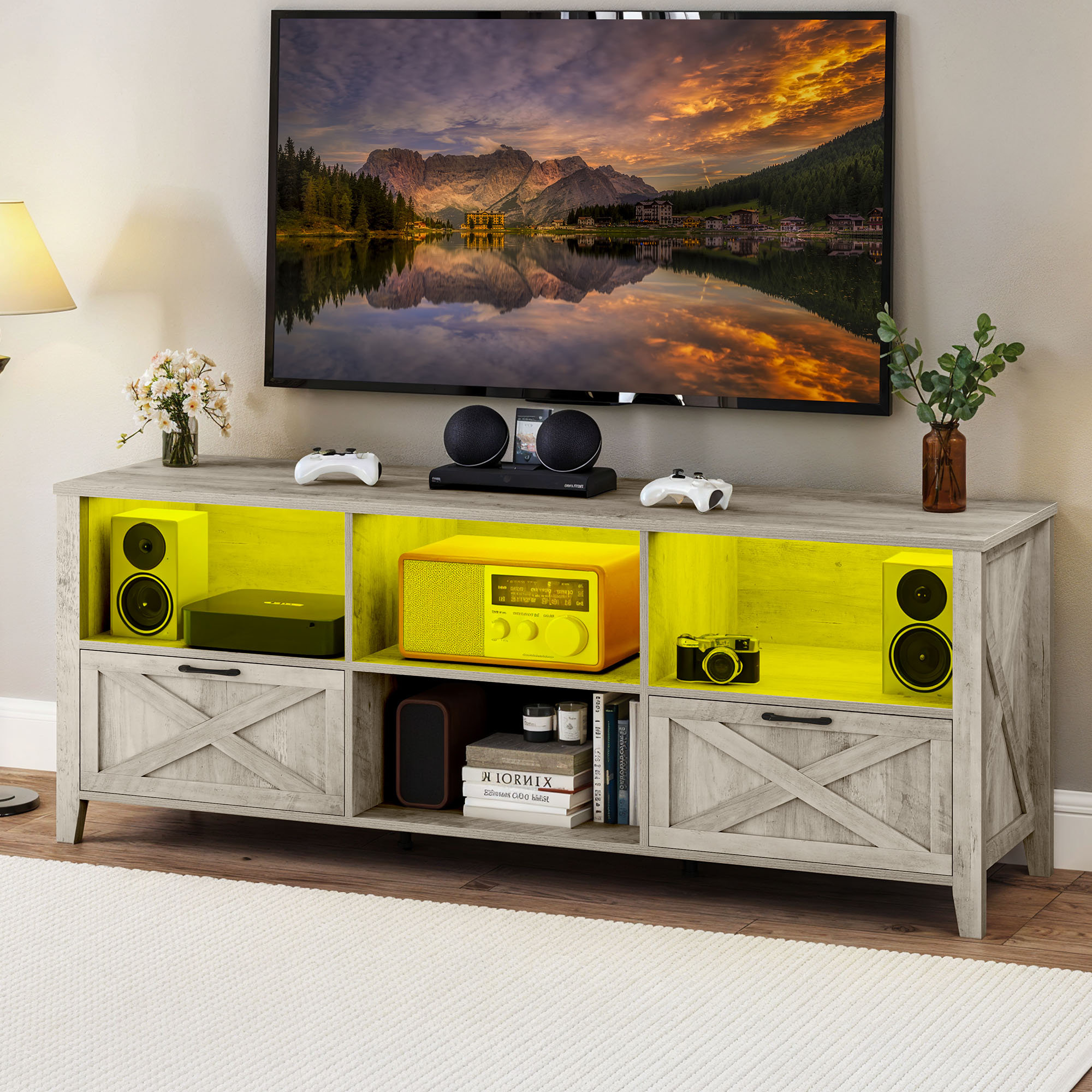 Breakwater Bay Aaryana Modern Farmhouse TV Stand, Multifunction TV ...