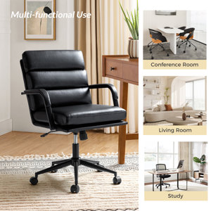 Wade Logan® Anagrace Leather Upholstered Swivel Tilt Task Office Chair ...