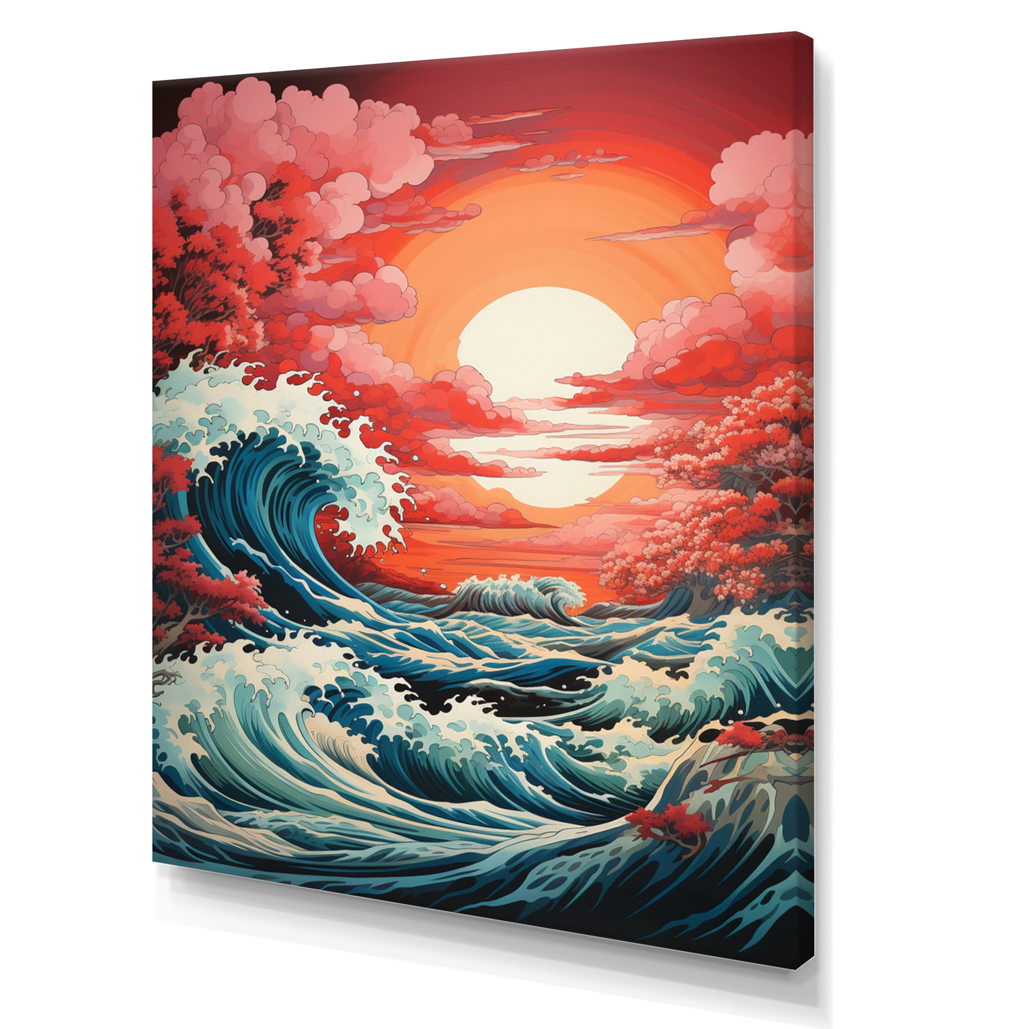 Winston Porter Dramatic Ocean Waves V Framed On Canvas Print | Wayfair