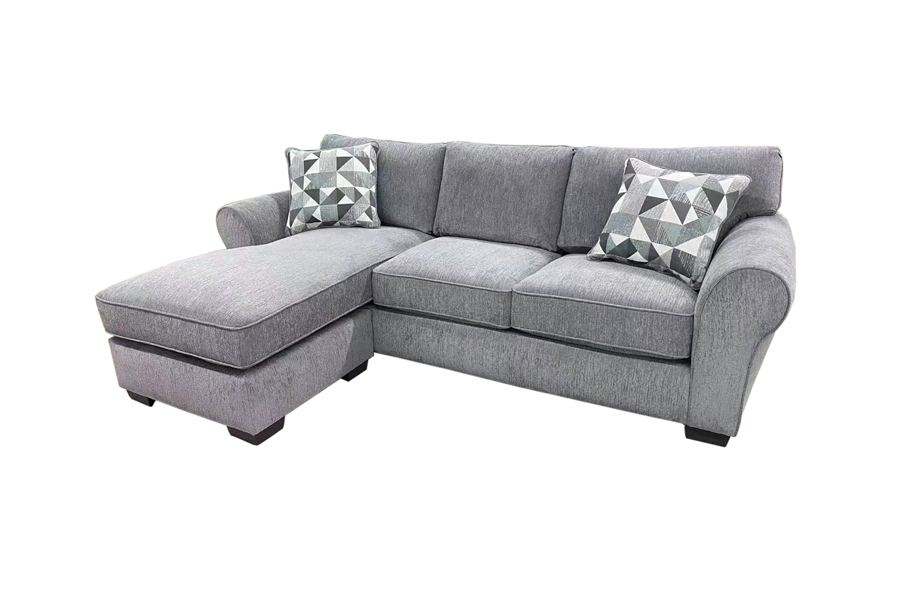 Porter Designs Savannah Soft Chenille Reversible Fabric Sectional, Grey ...