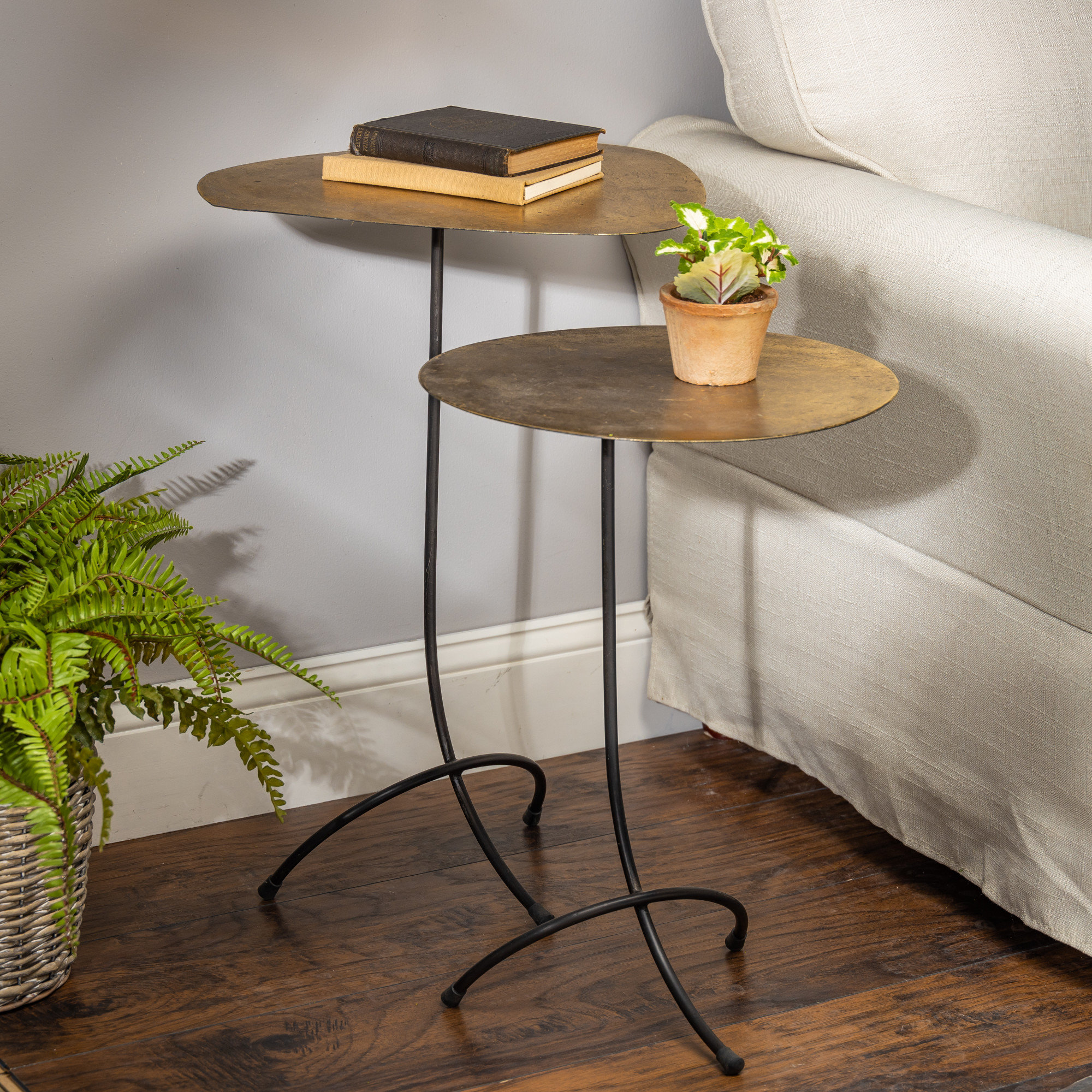 17 Stories Set Of Two Assorted Iron Accent Side Tables & Reviews | Wayfair