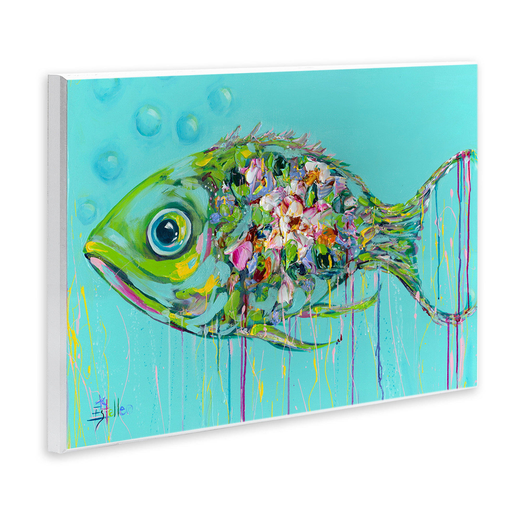 Highland Dunes Painterly Drip Fish Wall Plaque Art by Estelle Grengs ...