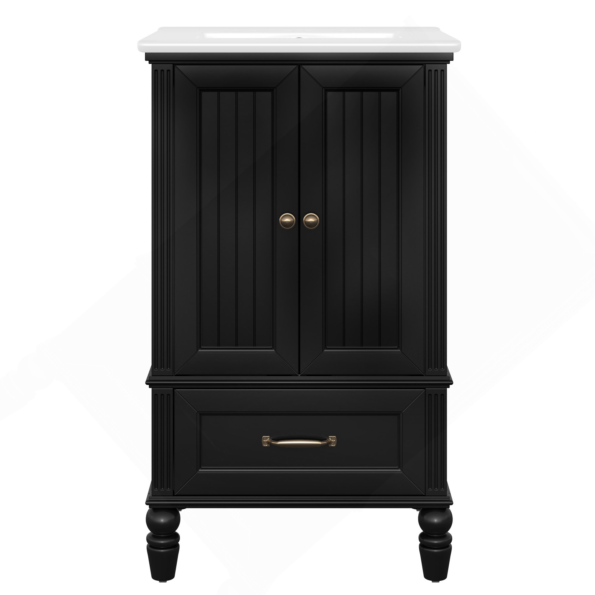 Hokku Designs 20" Bathroom Vanity With Sink, Bathroom Cabinet With Two ...