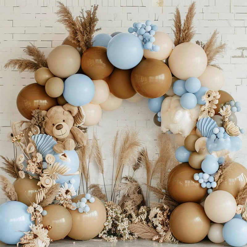 Dakota Fields Kamellia Brown And Blue Balloon Garland Double Stuffed ...