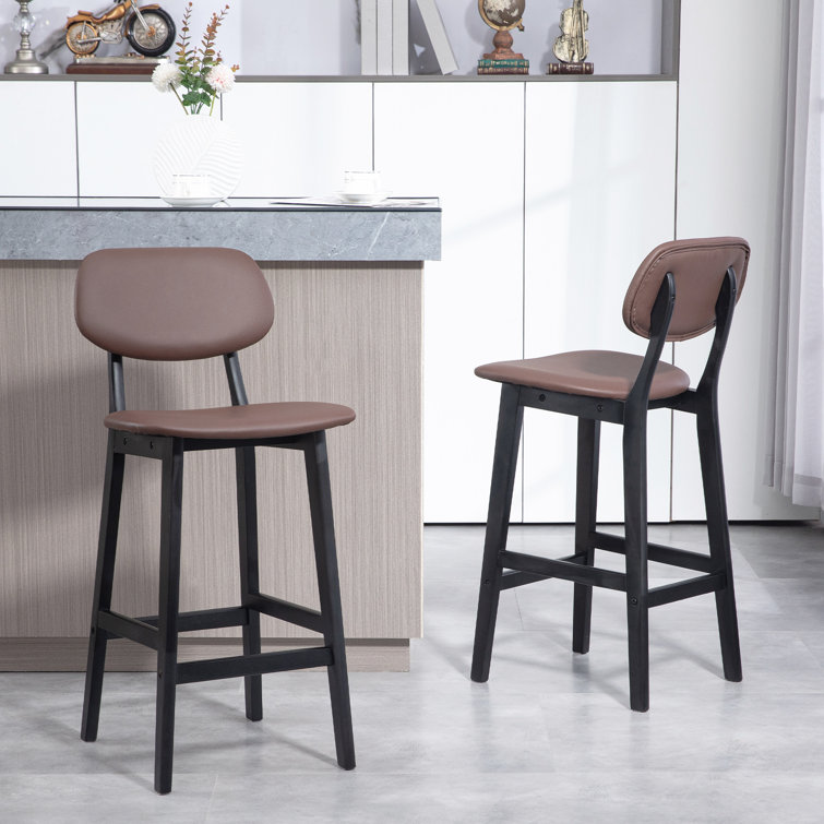 George Oliver Valenza Upholstered 65cm Counter Stool with Solid Wood ...