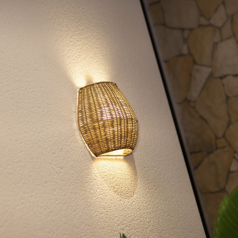 NewGarden Saona 9" Wicker Portable Led Integrated Wall Sconce Light ...