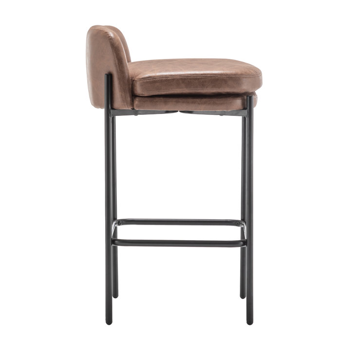 Mercury Row® Sykesville Modern Mid-Back Counter Stool - Faux Leather ...