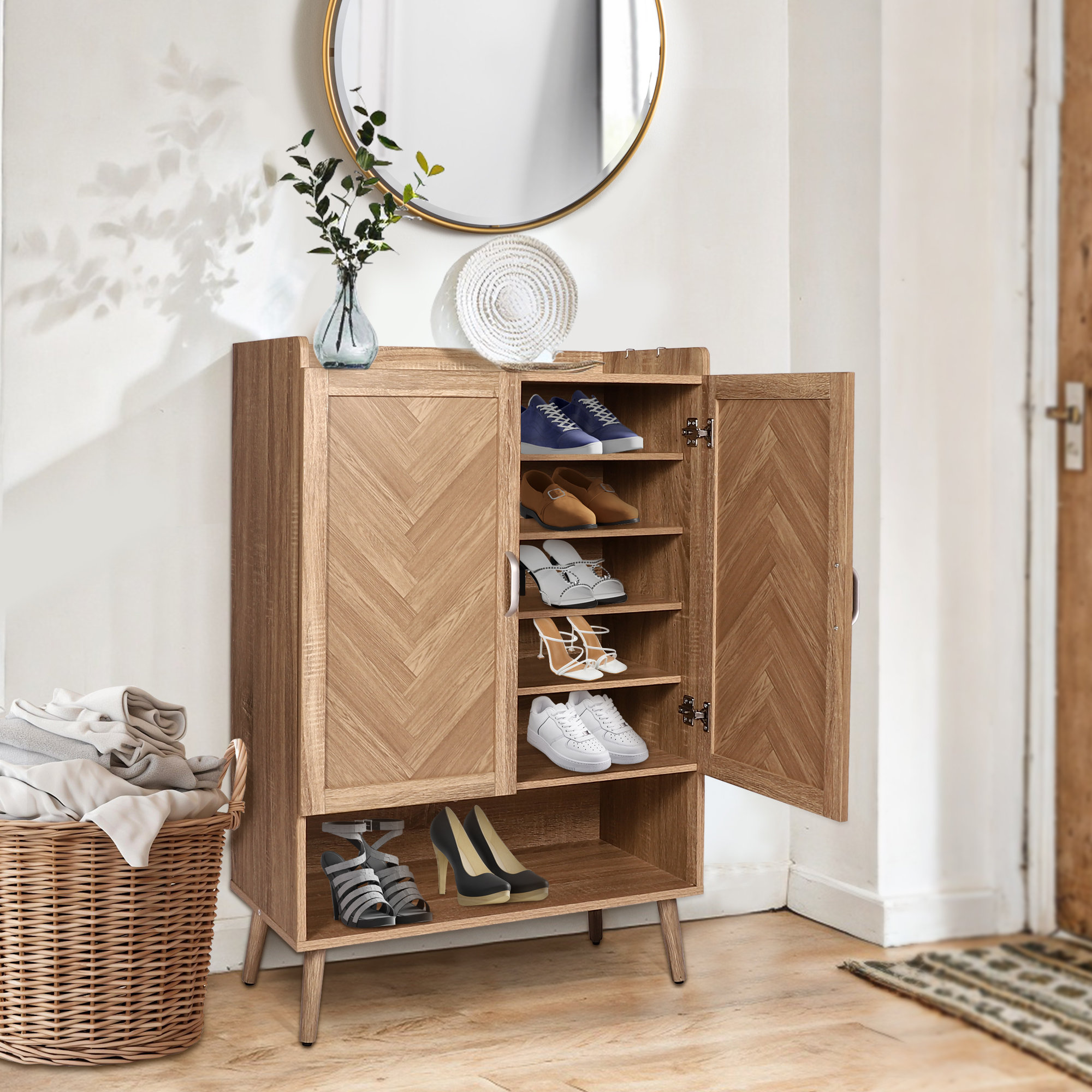 Loon Peak® 24 Pair Shoe Storage Cabinet,6-tier Shoe Rack Organizer ...