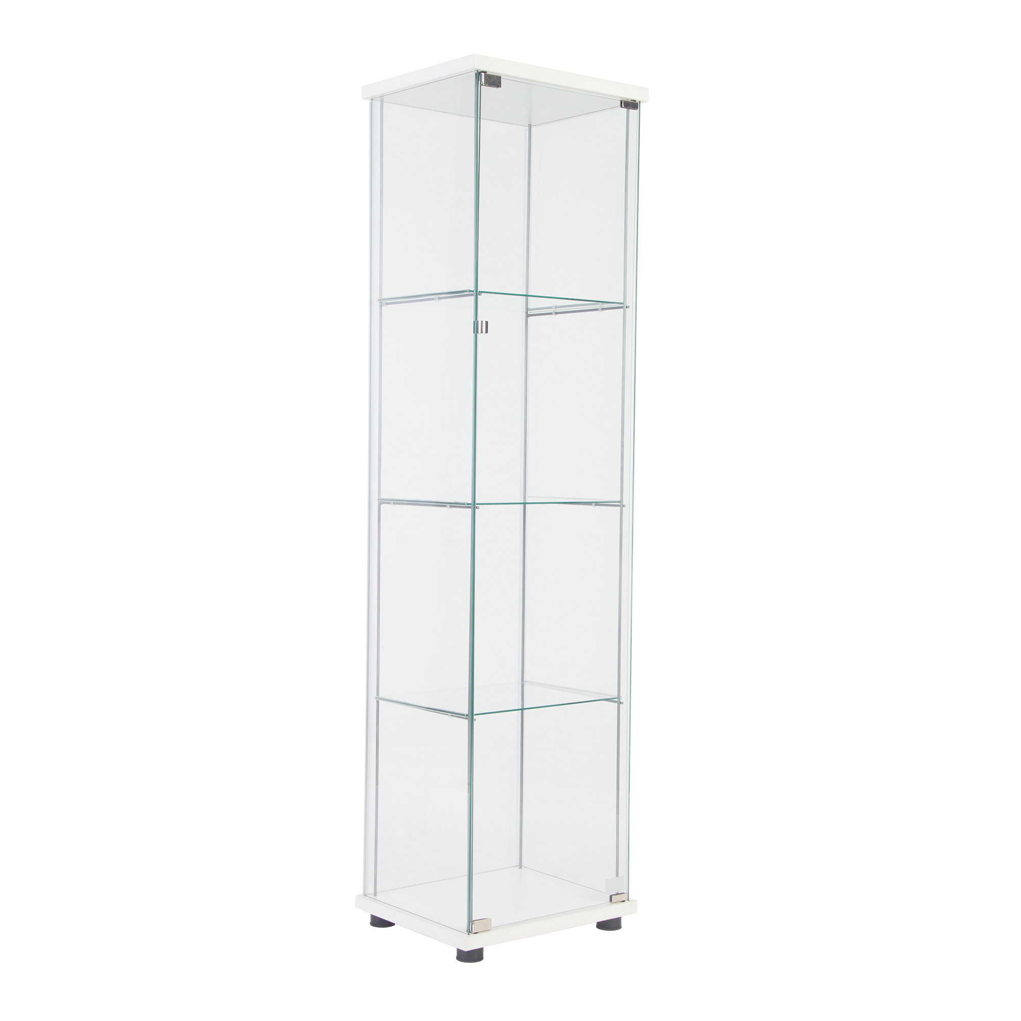 Latitude Run® One Door Glass Cabinet Glass Display Cabinet With 4 ...