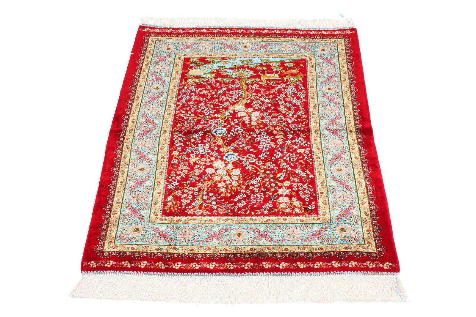 Home and Rugs 3x4 Red and Blue Turkish Silk Rug | Wayfair