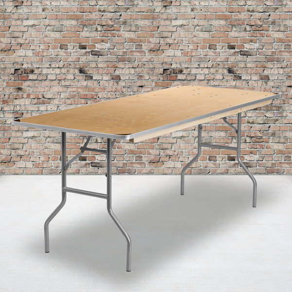 Flash Furniture Marcott Rectangular Wood Folding Table with Metal Edges ...