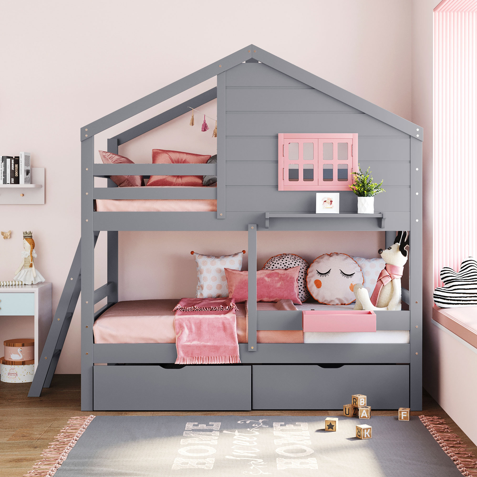 Harper Orchard Vandenbosch Twin over Twin 2 Drawer Standard Bunk Bed by ...