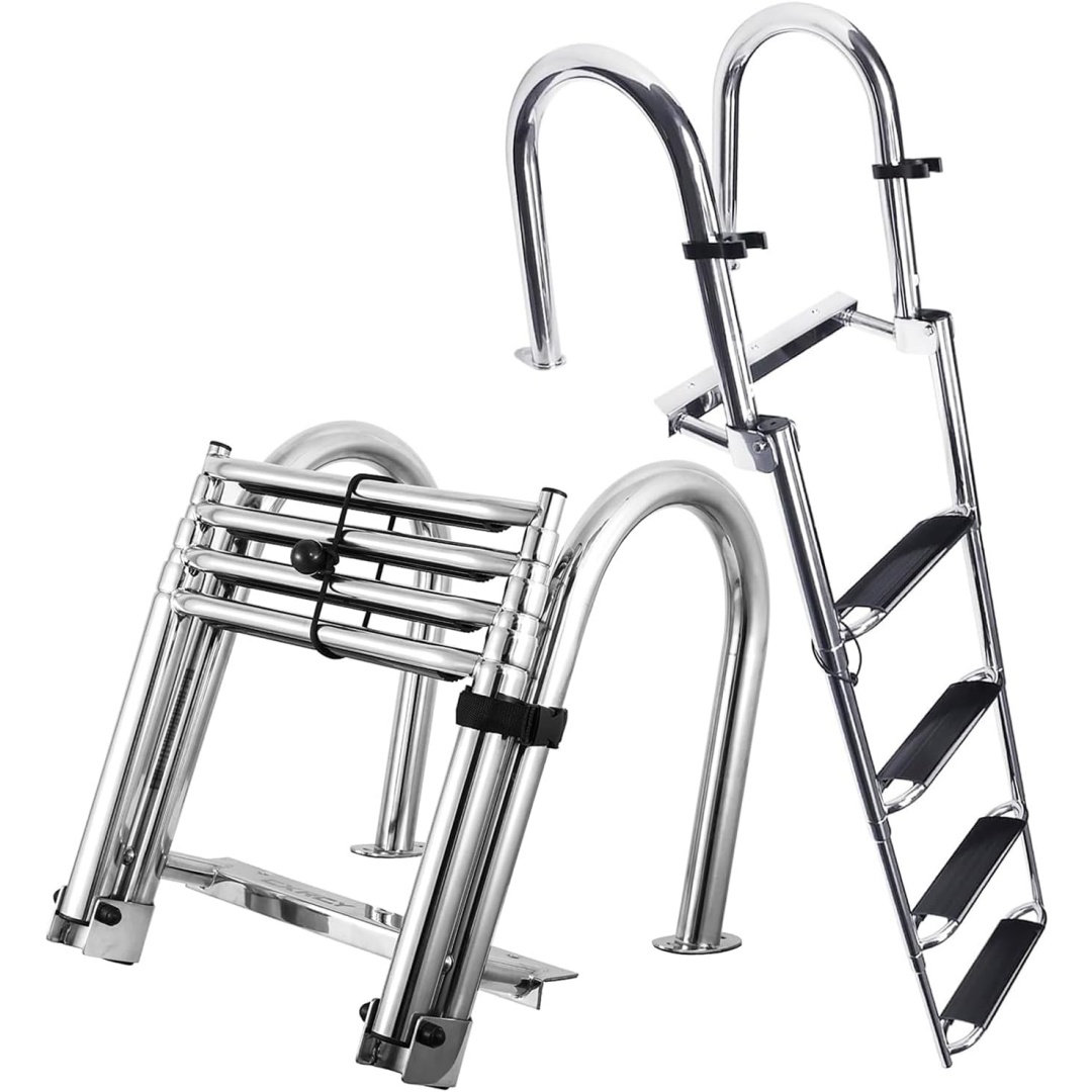 DESIGN SHOP BY SHELL Boat Ladder, 304 Stainless Steel 4 Steps Pontoon ...