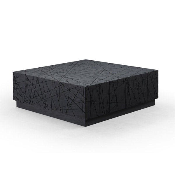 Benjara 39 Inch Coffee Table With Storage, Black Oak Veneer, Square ...