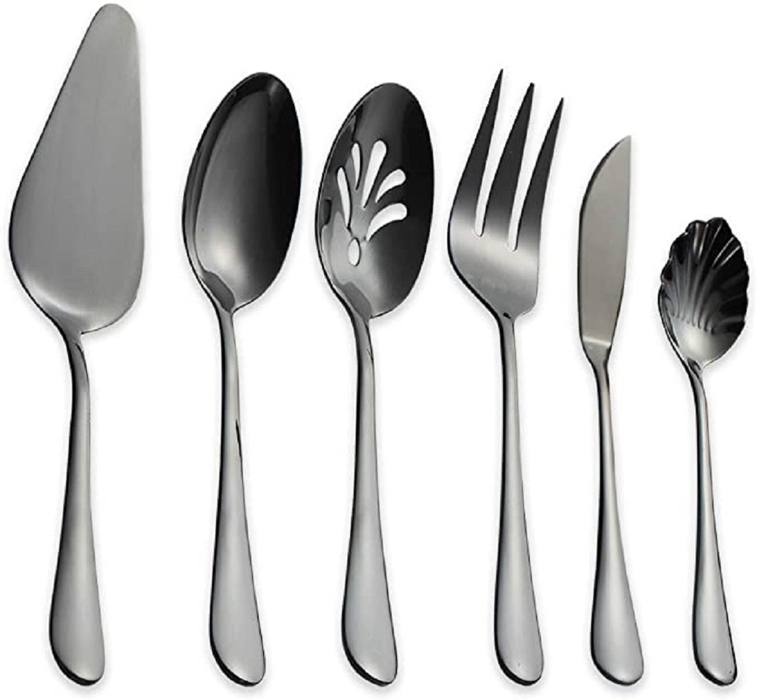 Wrought Studio™ Stainless Steel Black Titanium Plated Flatware Serving ...