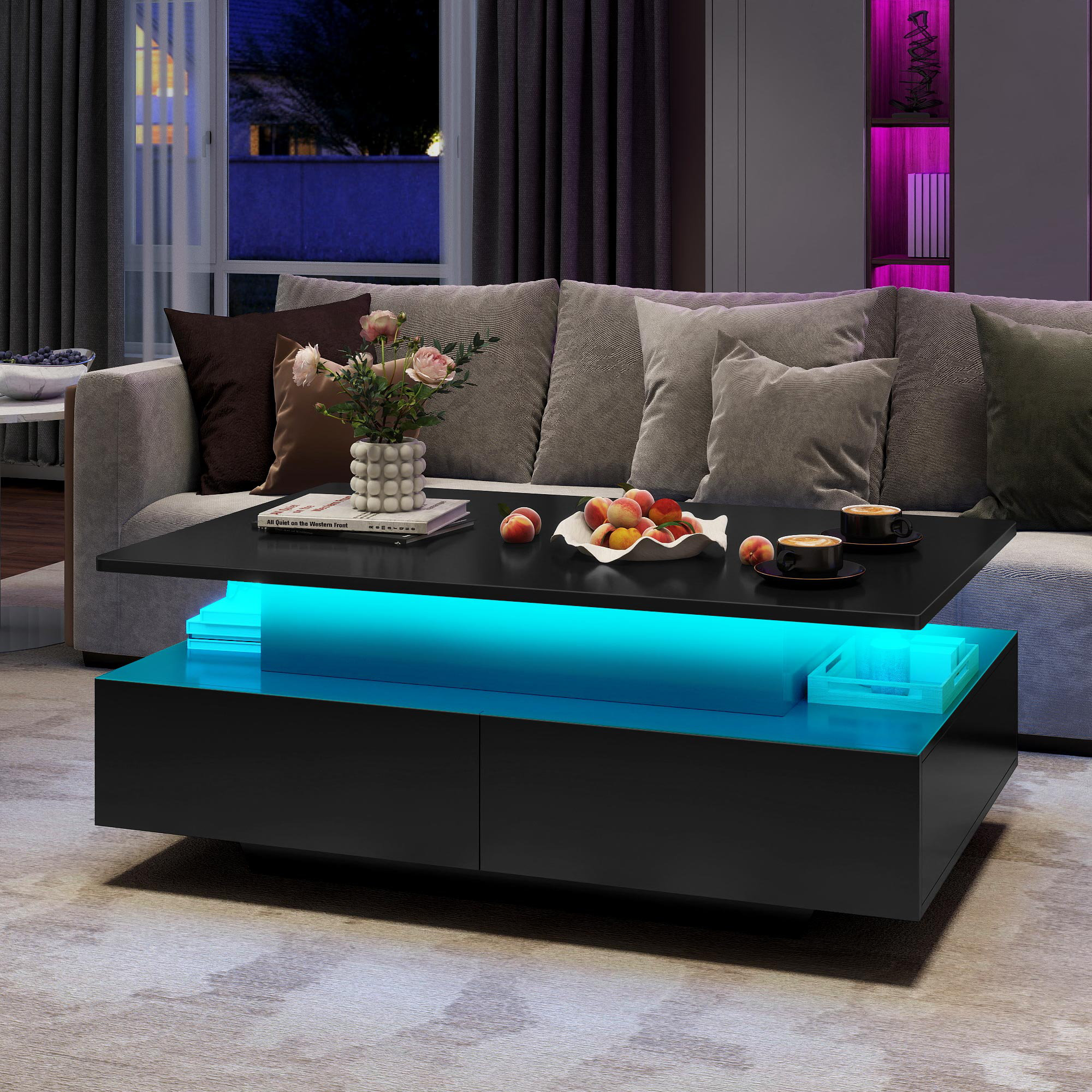 Wrought Studio™ LED Lift Top Modern Rectangular Coffee Table With ...