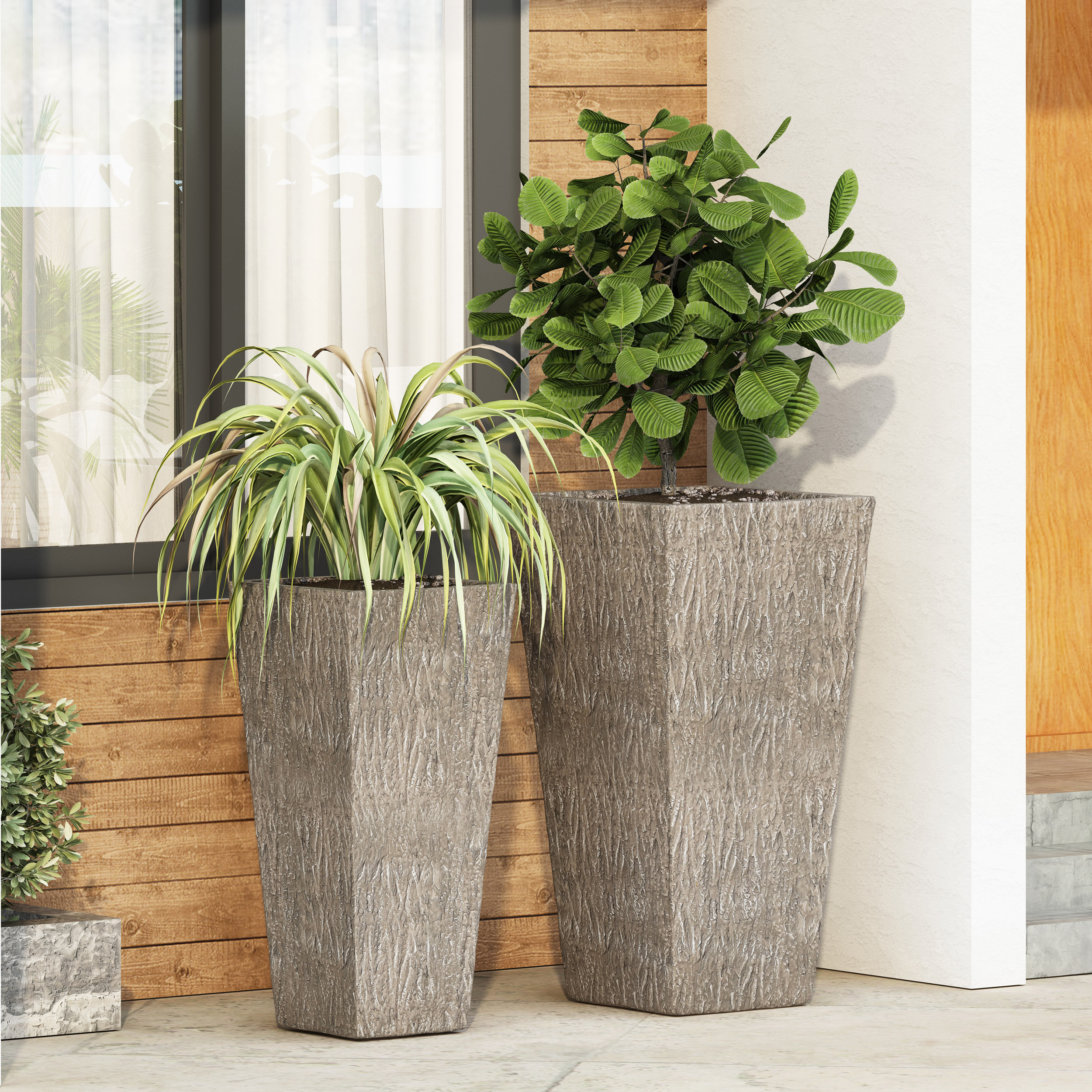 NFusion Hula Outdoor Cast Stone Pot Planter Set | Wayfair