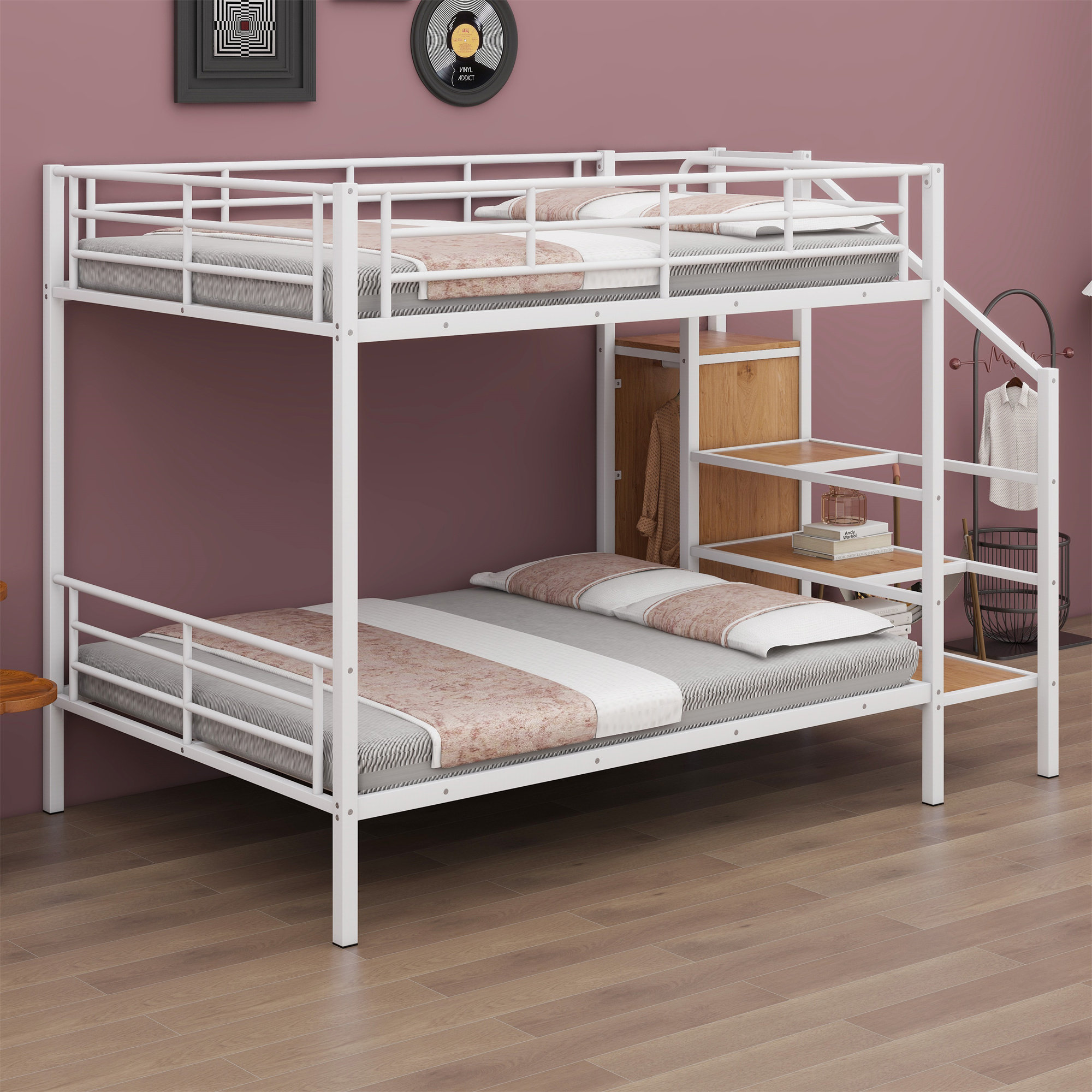 Isabelle & Max™ Bunk Bed With Lateral Storage Ladder And Wardrobe | Wayfair
