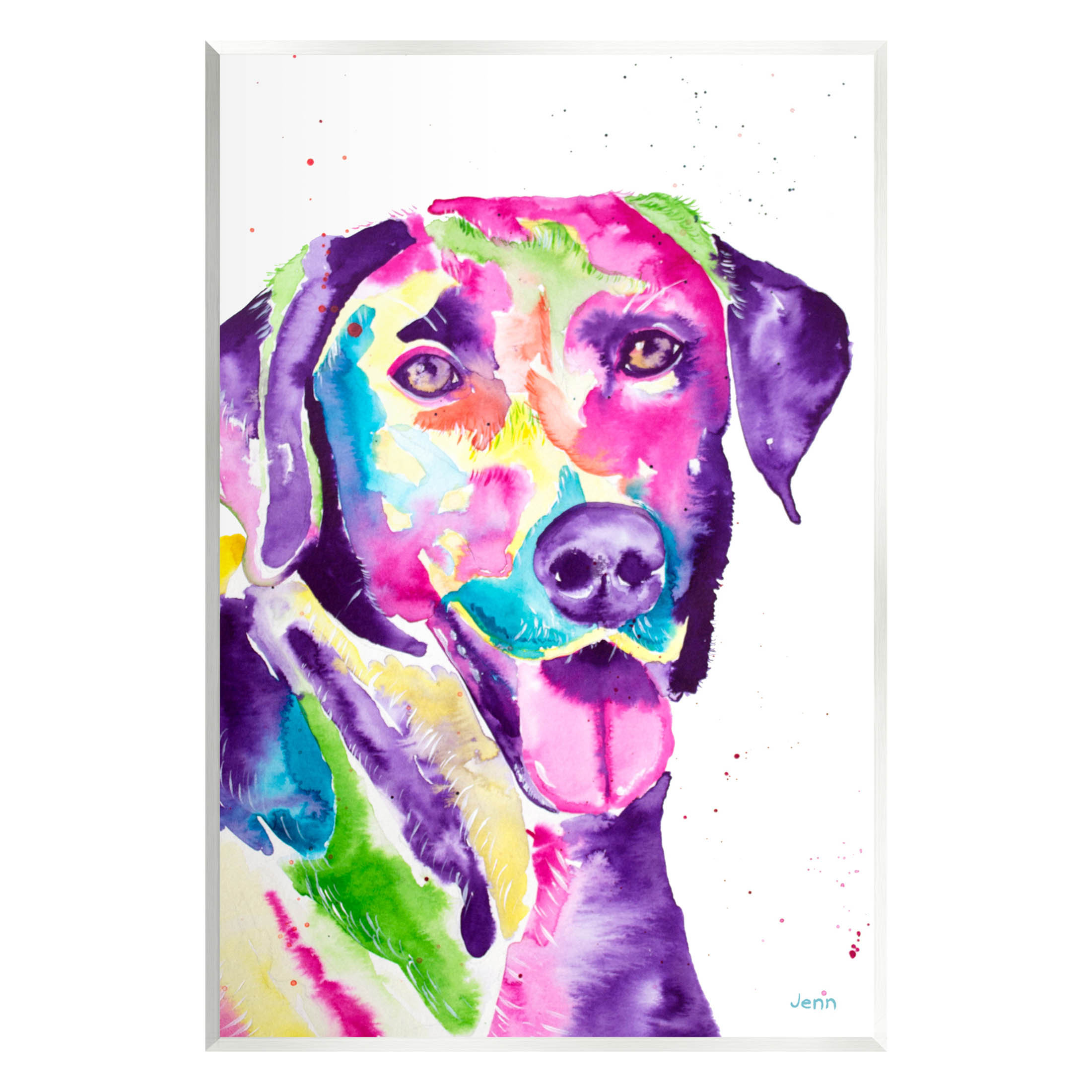 Stupell Industries Purple Lab Dog Happy Retriever Giclee Art By Jen ...