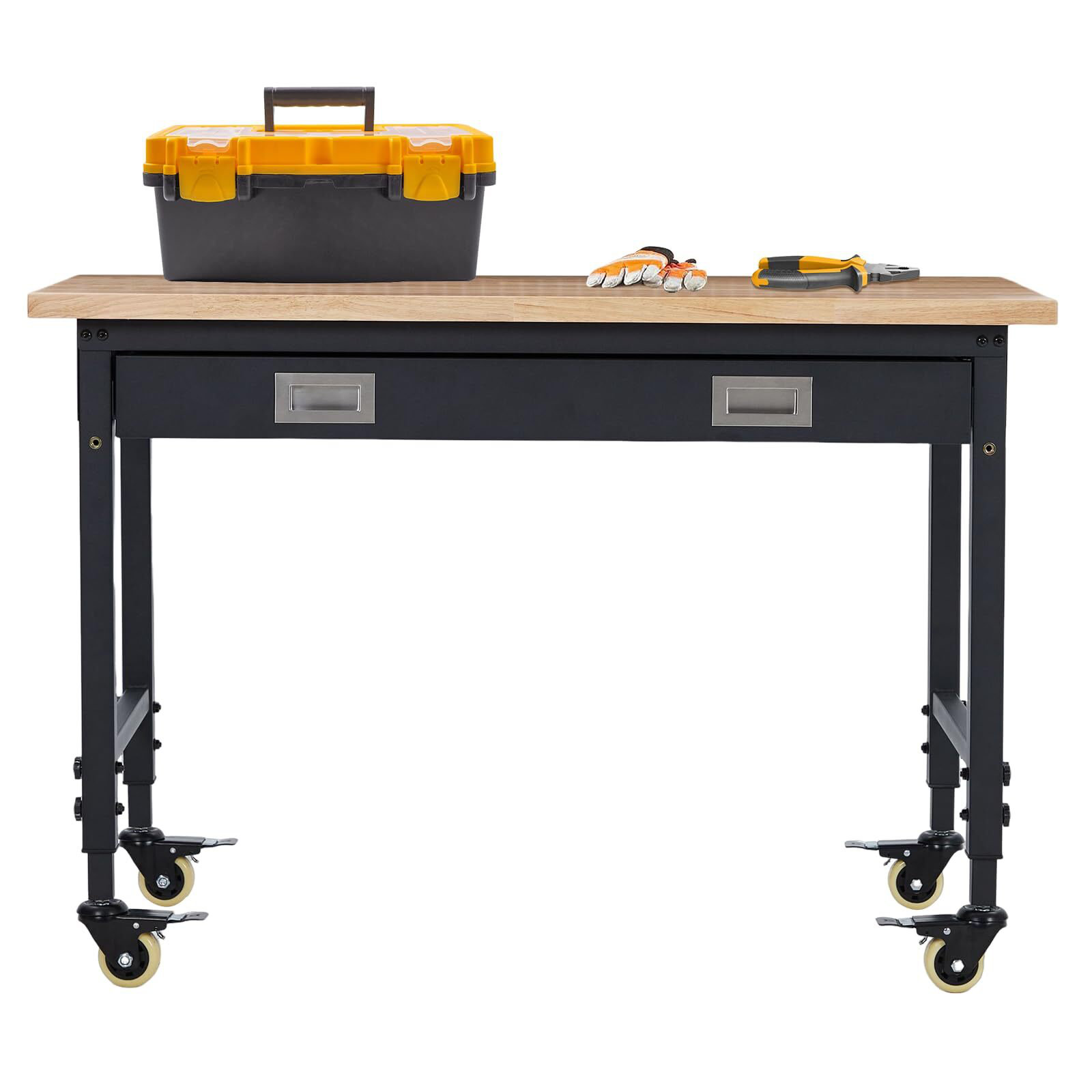 babevy 48" Adjustable Workbench For Garage, Rubber Wood Table Heavy ...