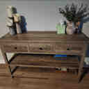 Lark Manor™ Nibbi 47" Console Table with Wood Frame and Legs, 3 Drawers ...