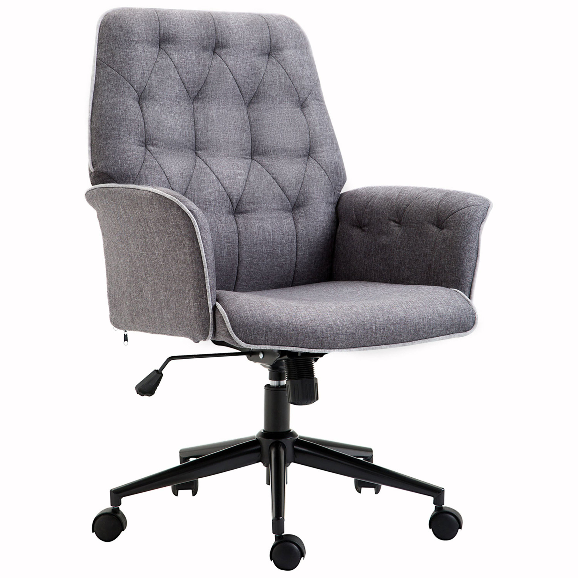 Red Barrel Studio® Linen Office Chair with Tufted Height back ,Swivel ...