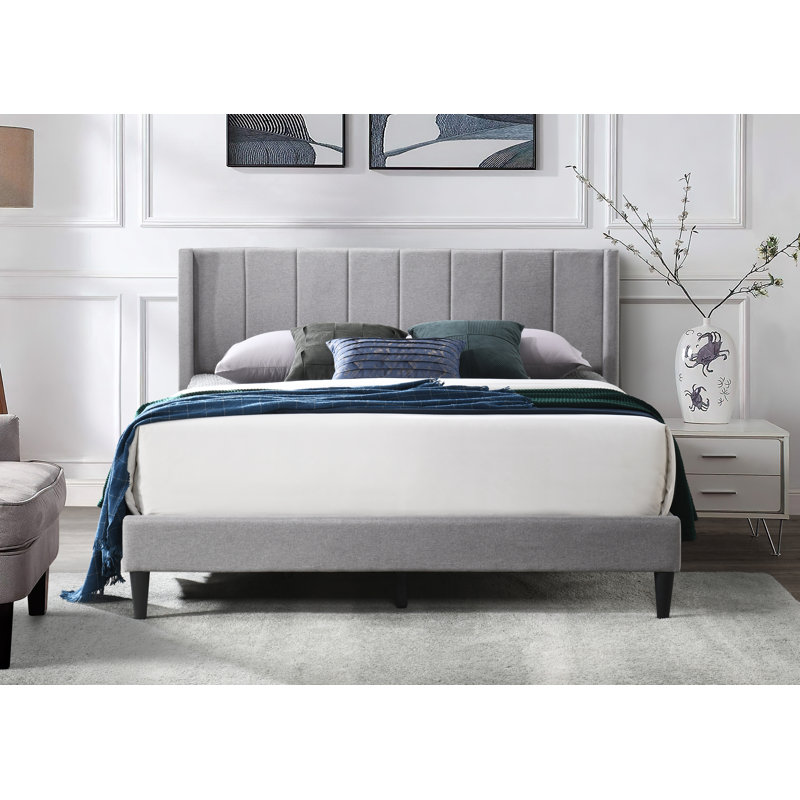 Ebern Designs Isabella Wingback Channel Bed Upholstered Bed | Wayfair