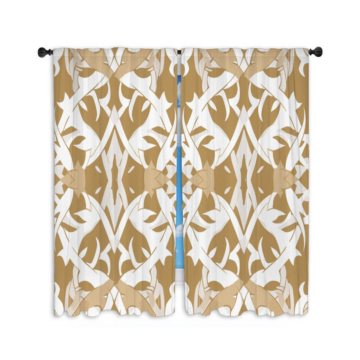 VisionDecor Botanical Window Curtains Artwork Leaf pattern Drapes - 2 ...