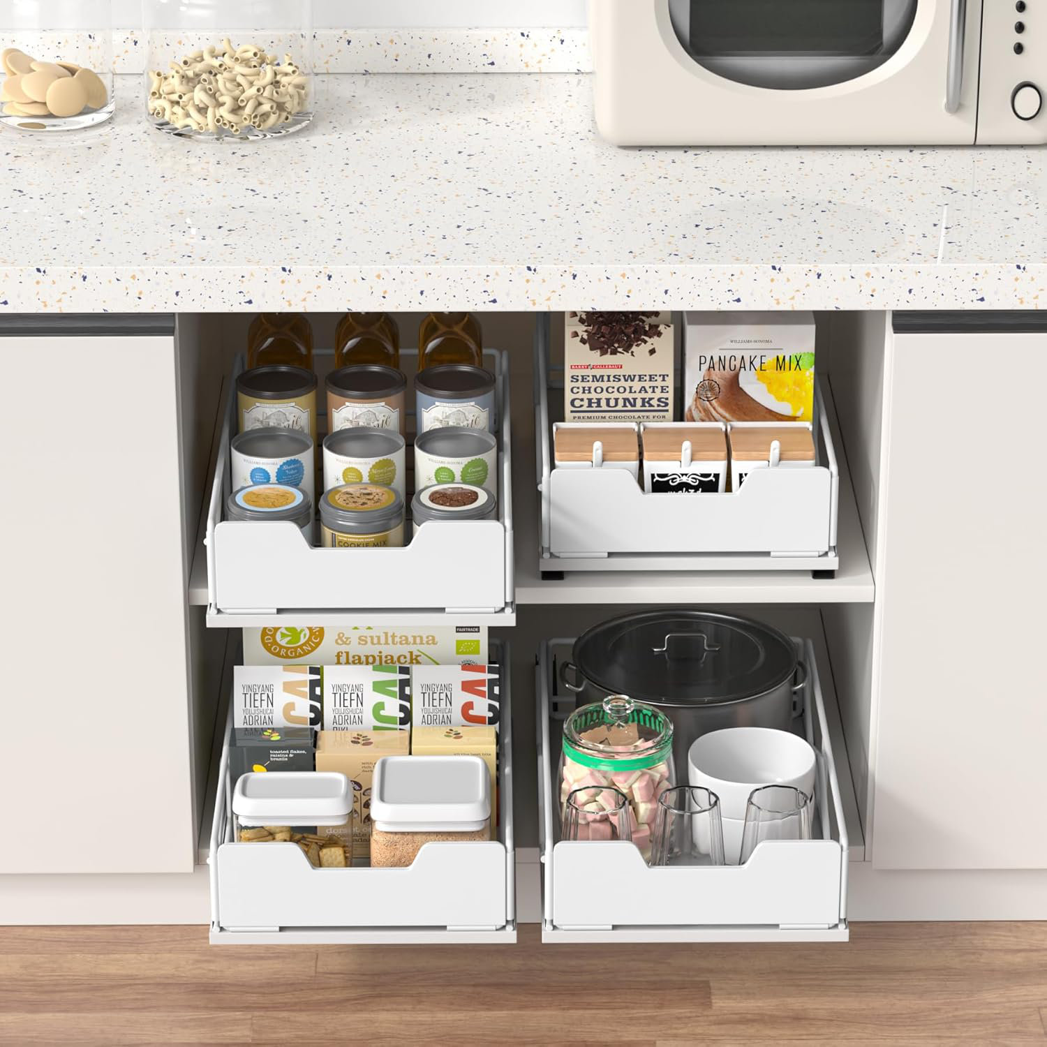 Rebrilliant Small Pull Out Organizer Basket - Smooth Sliding Cabinet ...