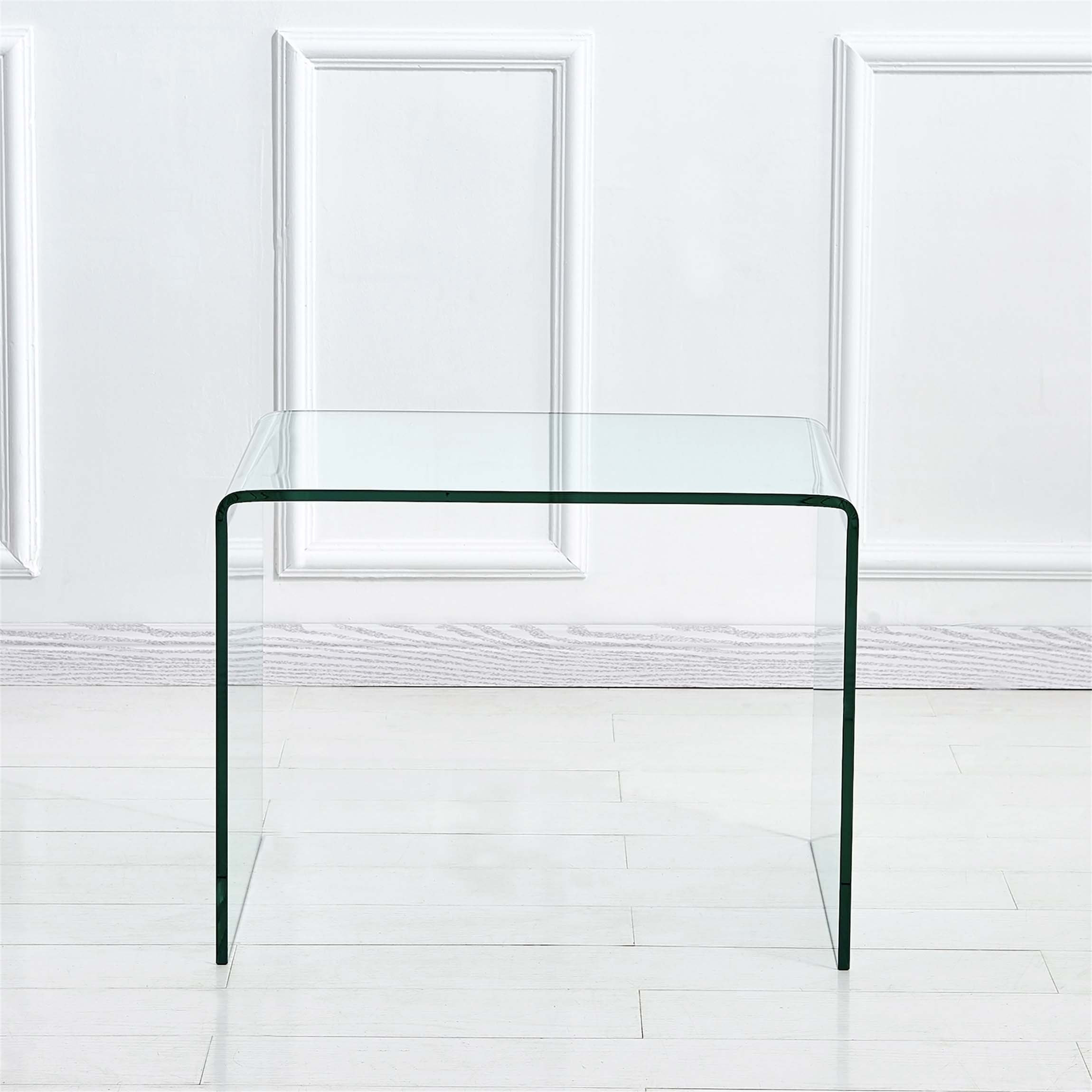 Ivy Bronx Small Clear Glass Side and End Table, Tempered Glass End ...