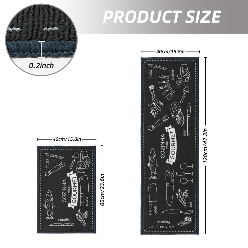 Prep & Savour Non-skid Printed Kitchen Mat (set Of 2) & Reviews | Wayfair