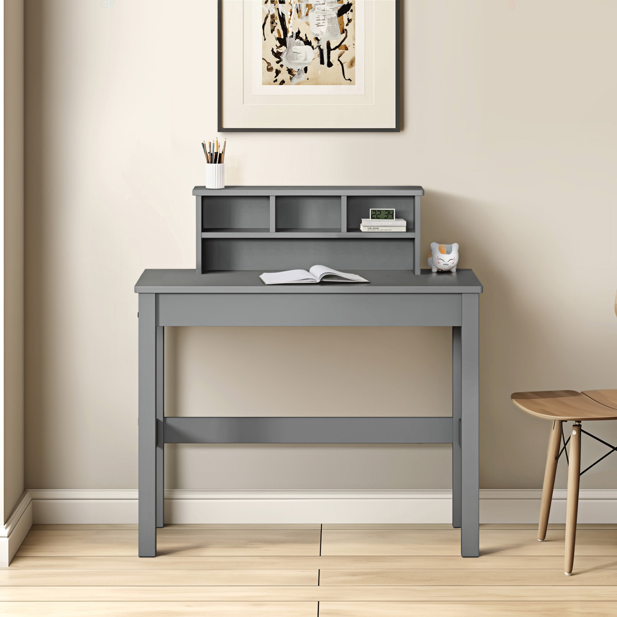 17 Stories Grey Writing Desk With Hutch - Wayfair Canada